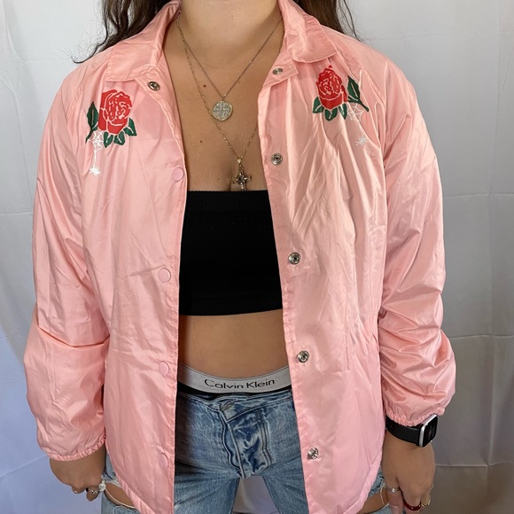 Obey | Jackets & Coats | Obey Pink Snap Trucker Jacket | Poshmark